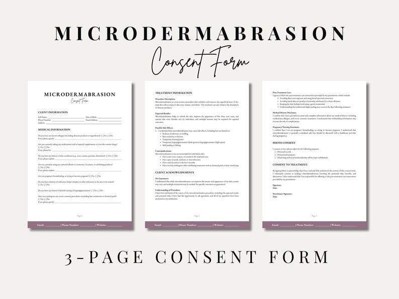 Editable Minimalist Microdermabrasion Consent Form Template for Beauty Salons | Skincare Clinic ...