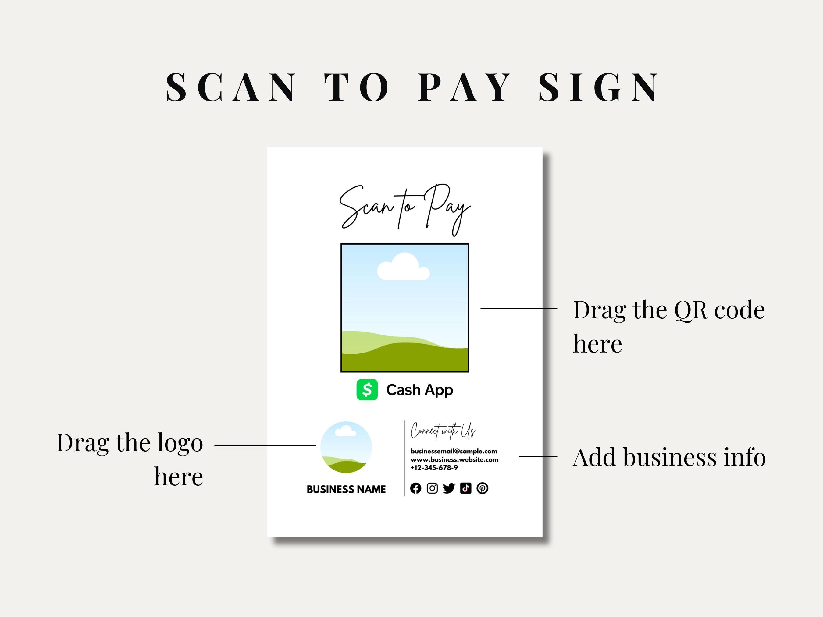 Cash App Scan to Pay Sign Template: Minimalist QR Code (digital ...