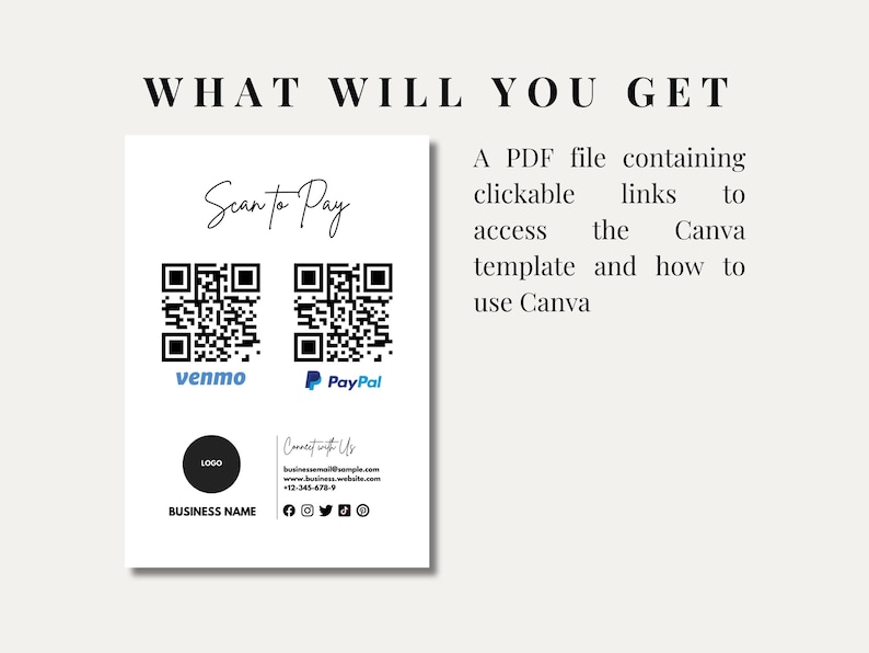 Canva Editable Venmo and Paypal QR Code Sign, Scan to Pay Template ...