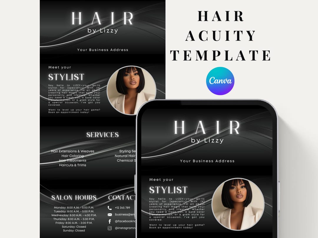 Editable Hair Salon Booking Template | Acuity Scheduling Form | Hair ...