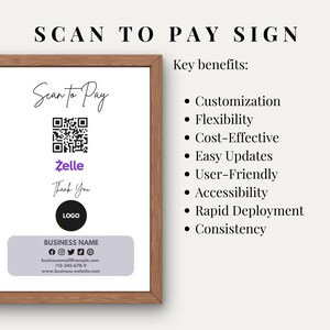 Customizable Zelle Scan to Pay Sign Template: QR Code (digital Download ...