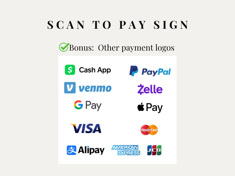Minimalist Zelle QR Code Payment Sign Template (digital Download) - Etsy