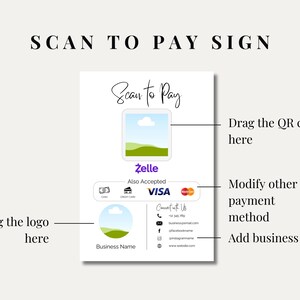Minimalist Zelle QR Code Payment Sign Template (digital Download) - Etsy