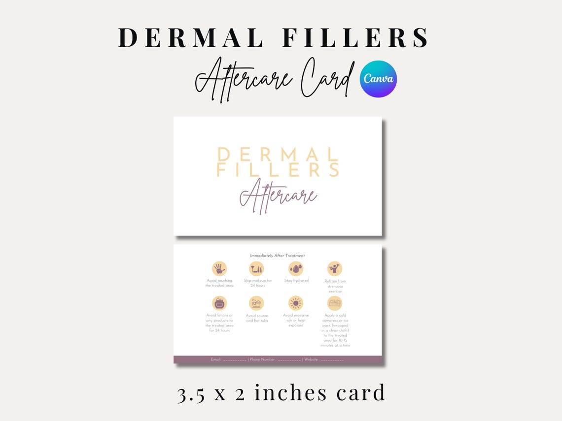 Editable Dermal Fillers Aftercare Card Template | Customizable ...