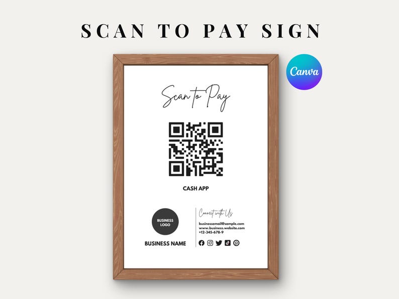 Scan to Pay Sign Template: Customizable QR Code Payment Poster (digital ...