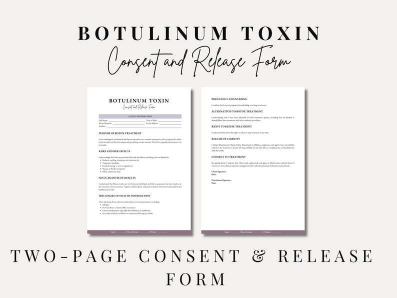 Editable Botox Consent & Release Form Template for Estheticians, Med ...