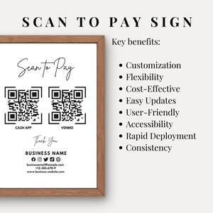 Minimalist QR Code Scan to Pay Sign | Modern Contactless Payment ...