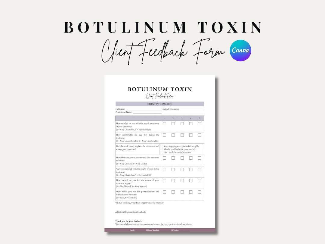 Editable Botox Client Feedback Form Template (canva PDF) - Etsy