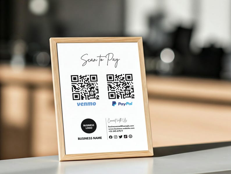 Canva Editable Venmo and Paypal QR Code Sign, Scan to Pay Template ...