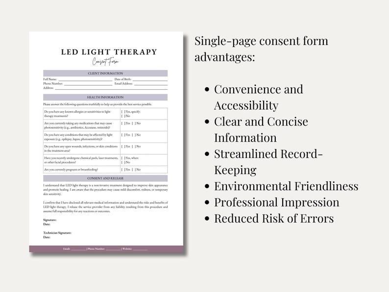 LED Light Therapy Consent Form Template: Editable PDF for Spas - Etsy