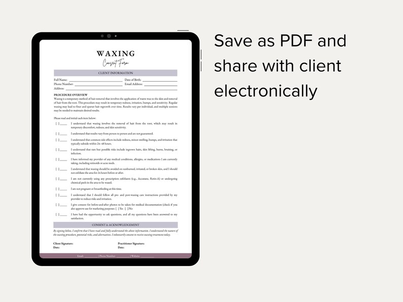 Waxing Forms Bundle: Client Intake, Consent & Aftercare (PDF Kit) - Etsy