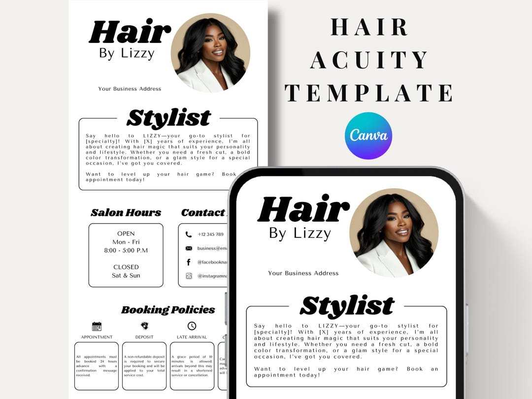 Acuity Scheduling Form Template for Hair Stylists | Editable Salon ...