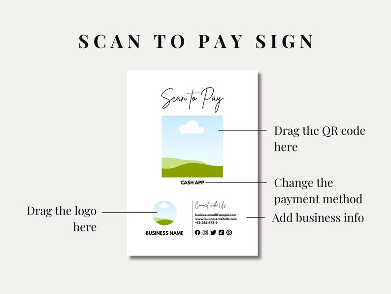 Scan to Pay Sign Template: Customizable QR Code Payment Poster (digital ...