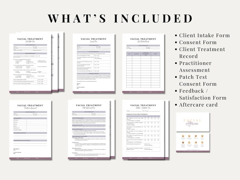 Editable Facial Treatment Forms Bundle: Esthetician Client Intake ...