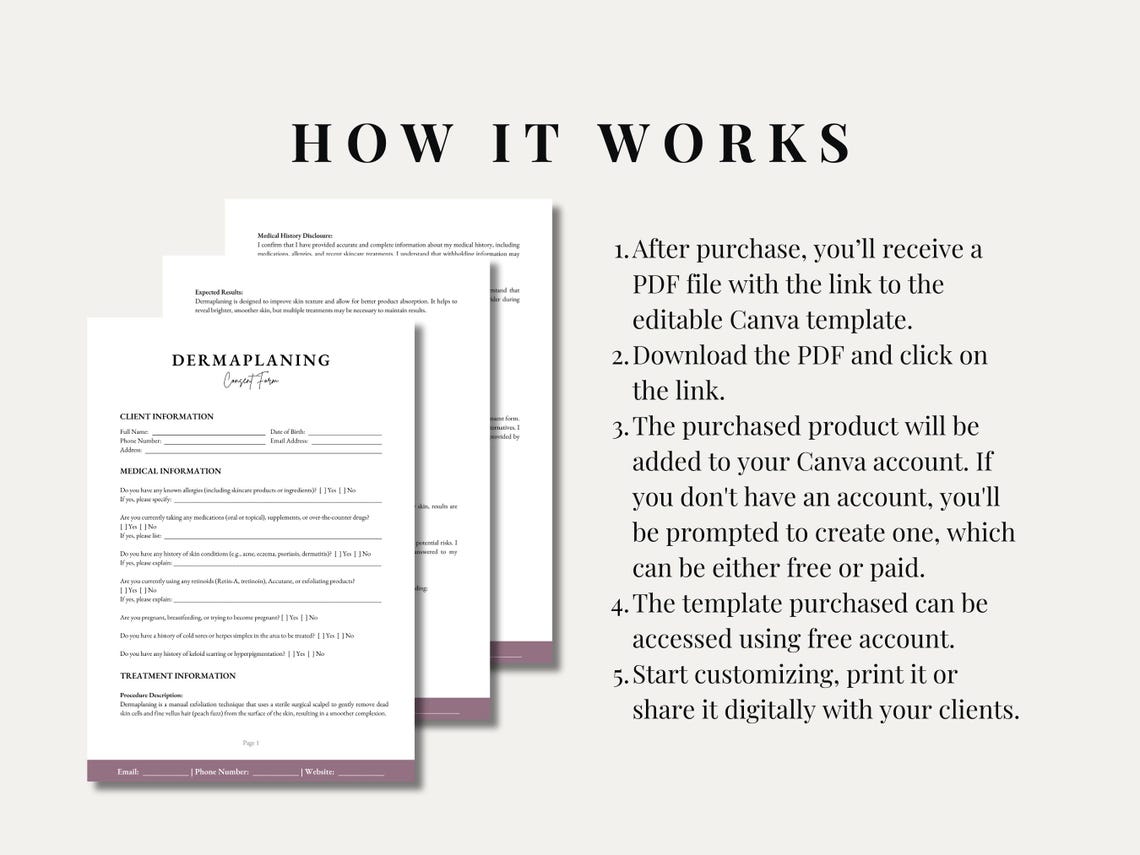 Editable Dermaplaning Consent Form Template: Skincare Client Intake ...