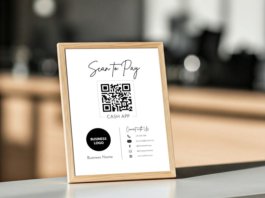 Editable One QR Code Scan to Pay Sign, Digital Payment Sign Template ...