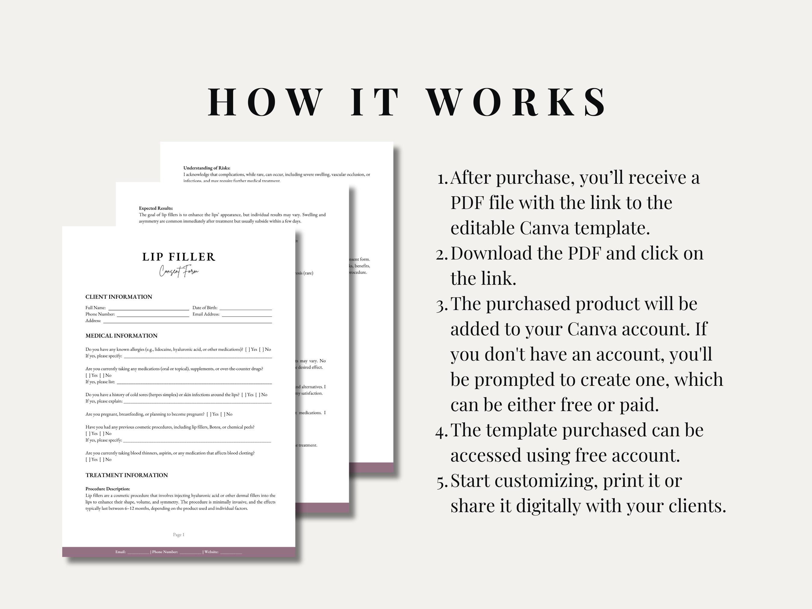 Lip Filler Consent Form Template: Med Spa Injector Forms (editable PDF ...
