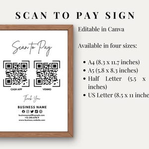 Minimalist QR Code Scan to Pay Sign | Modern Contactless Payment ...