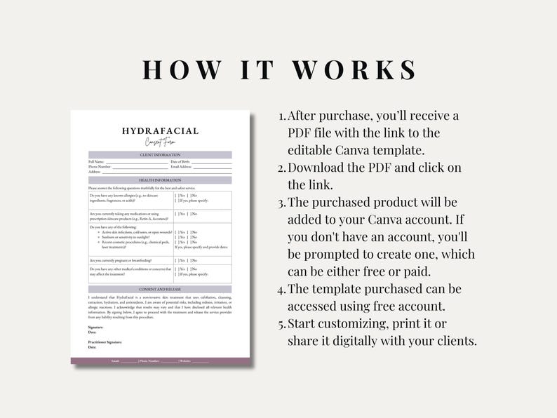 Hydrafacial Consent Form Template: Editable Client Agreement (digital Download) - Etsy