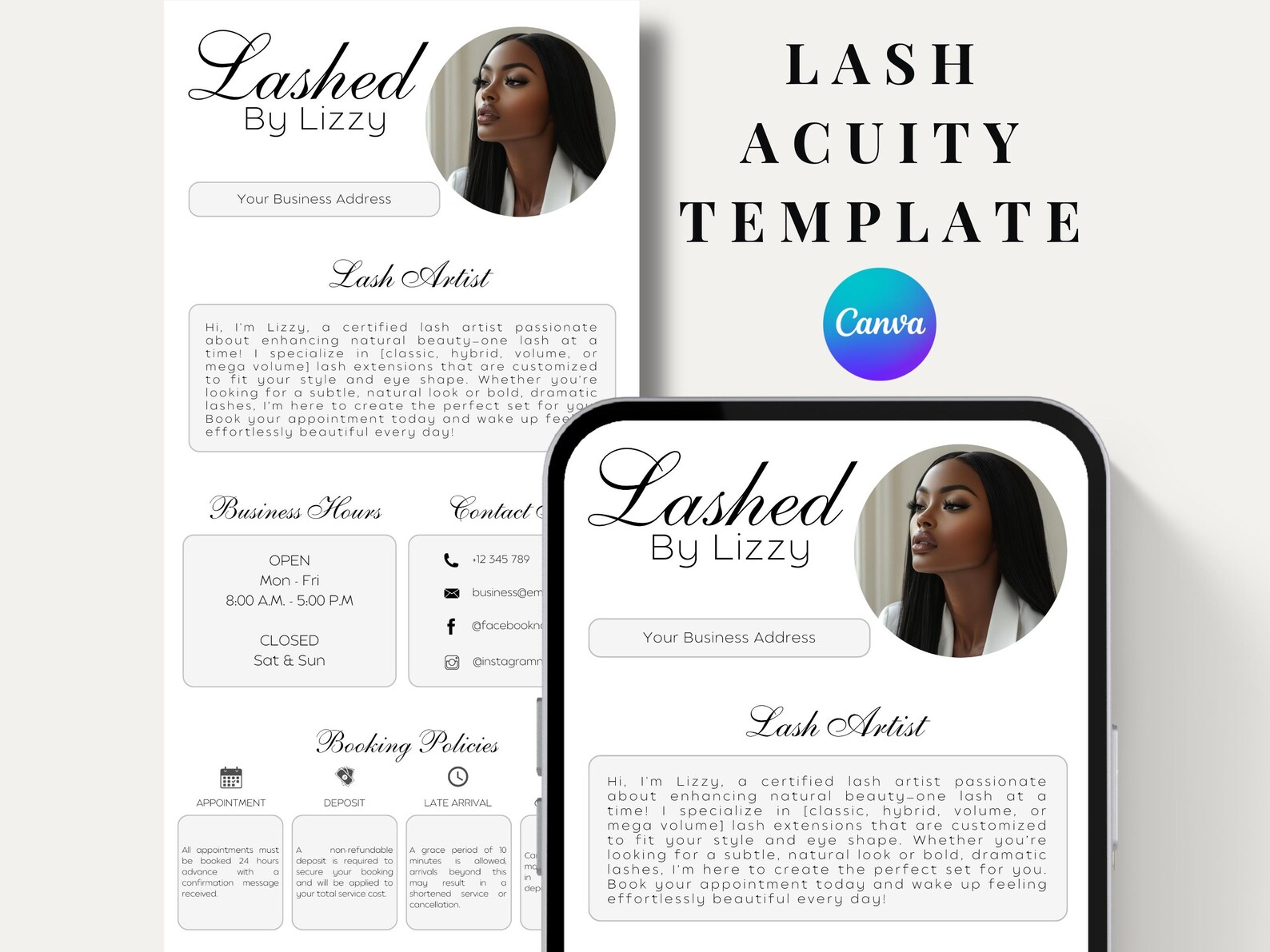 Minimalist Lash Acuity Scheduling Template | Elegant Online Booking for ...