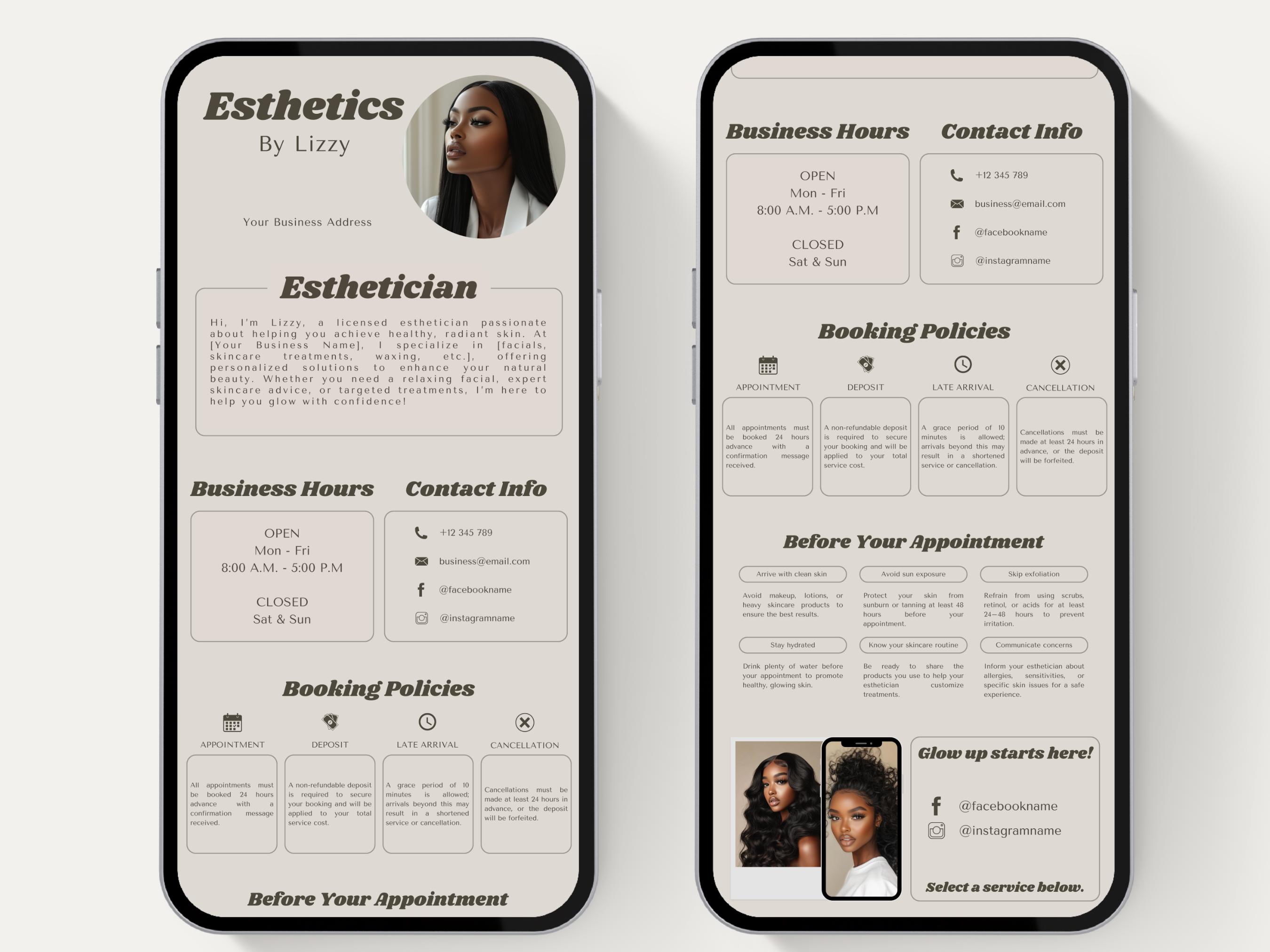 Acuity Scheduling Template for Estheticians | Custom Spa Appointment ...