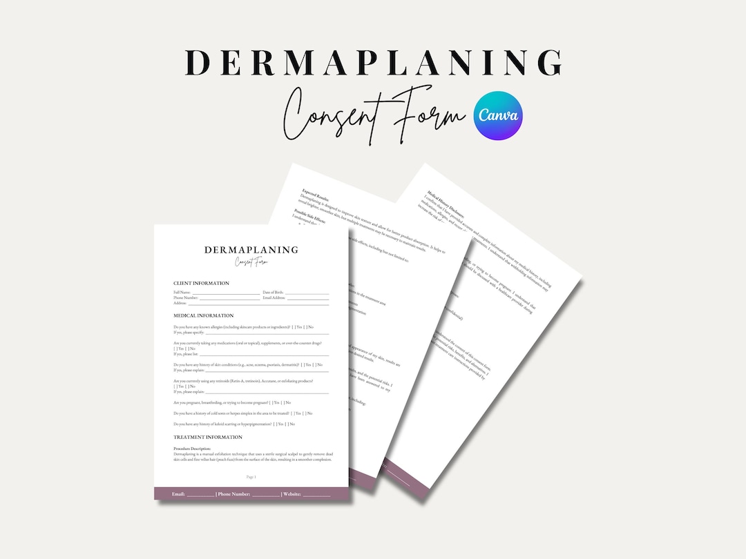 Editable Dermaplaning Consent Form Template: Skincare Client Intake (canva) - Etsy