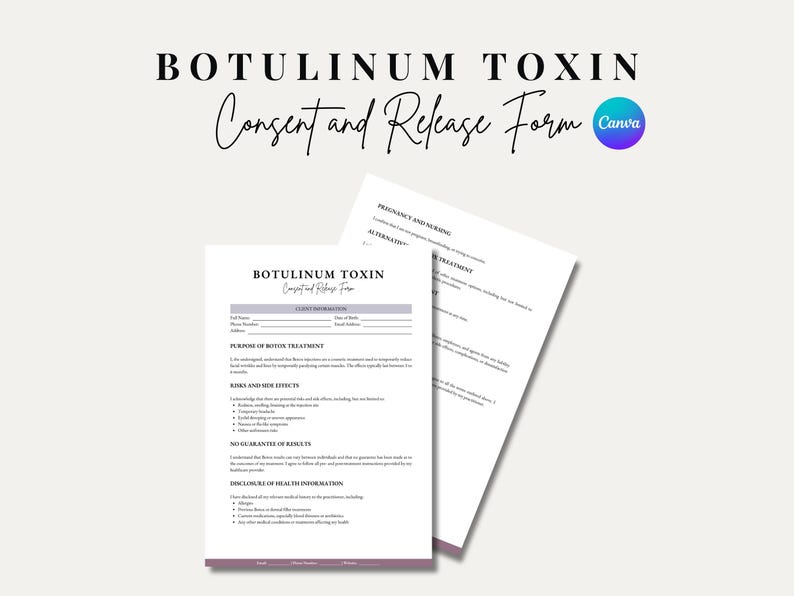 Editable Botox Consent & Release Form Template for Estheticians, Med ...