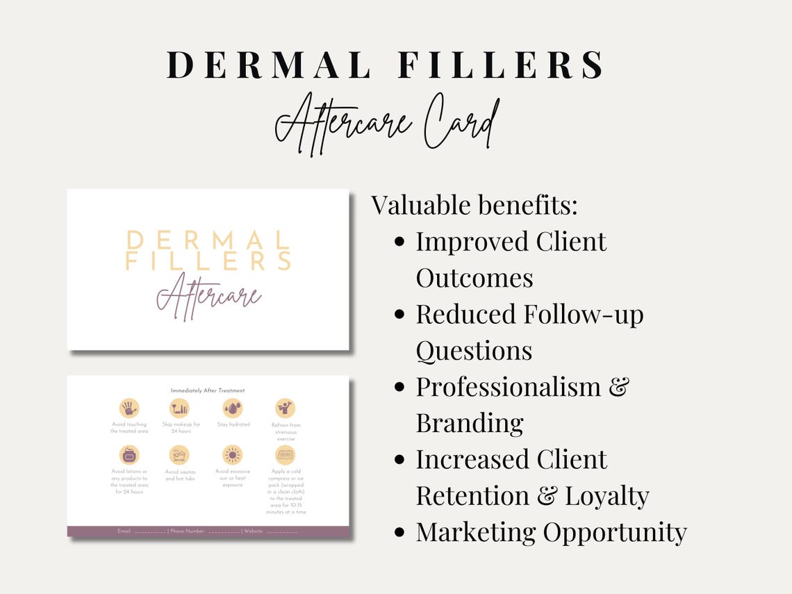 Editable Dermal Fillers Aftercare Card Template | Customizable ...