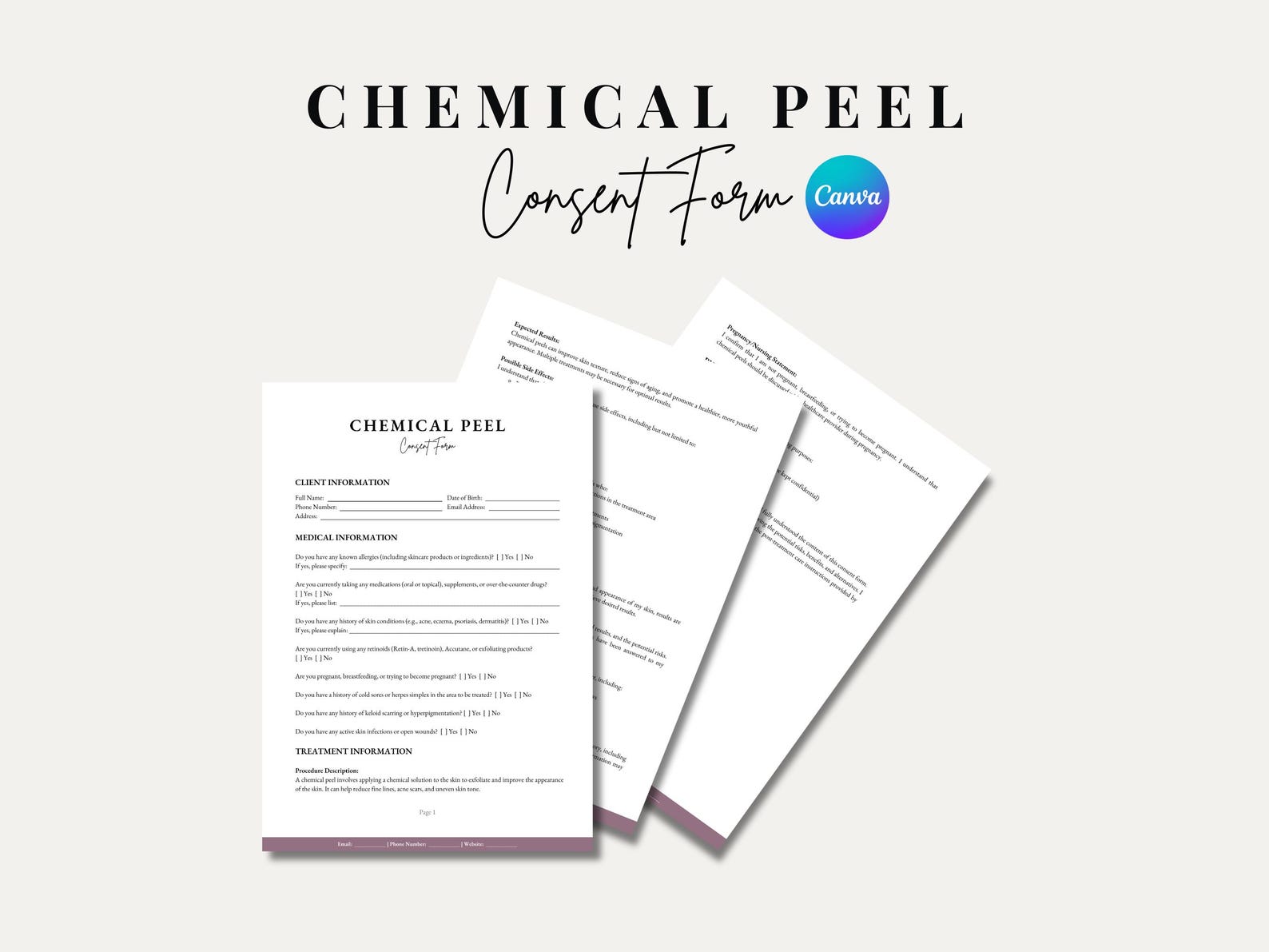 Editable Minimalist Chemical Peel Consent Form | Customizable Skincare ...