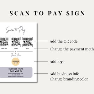 Editable Scan to Pay Sign | Contactless Payment QR Code Display for ...
