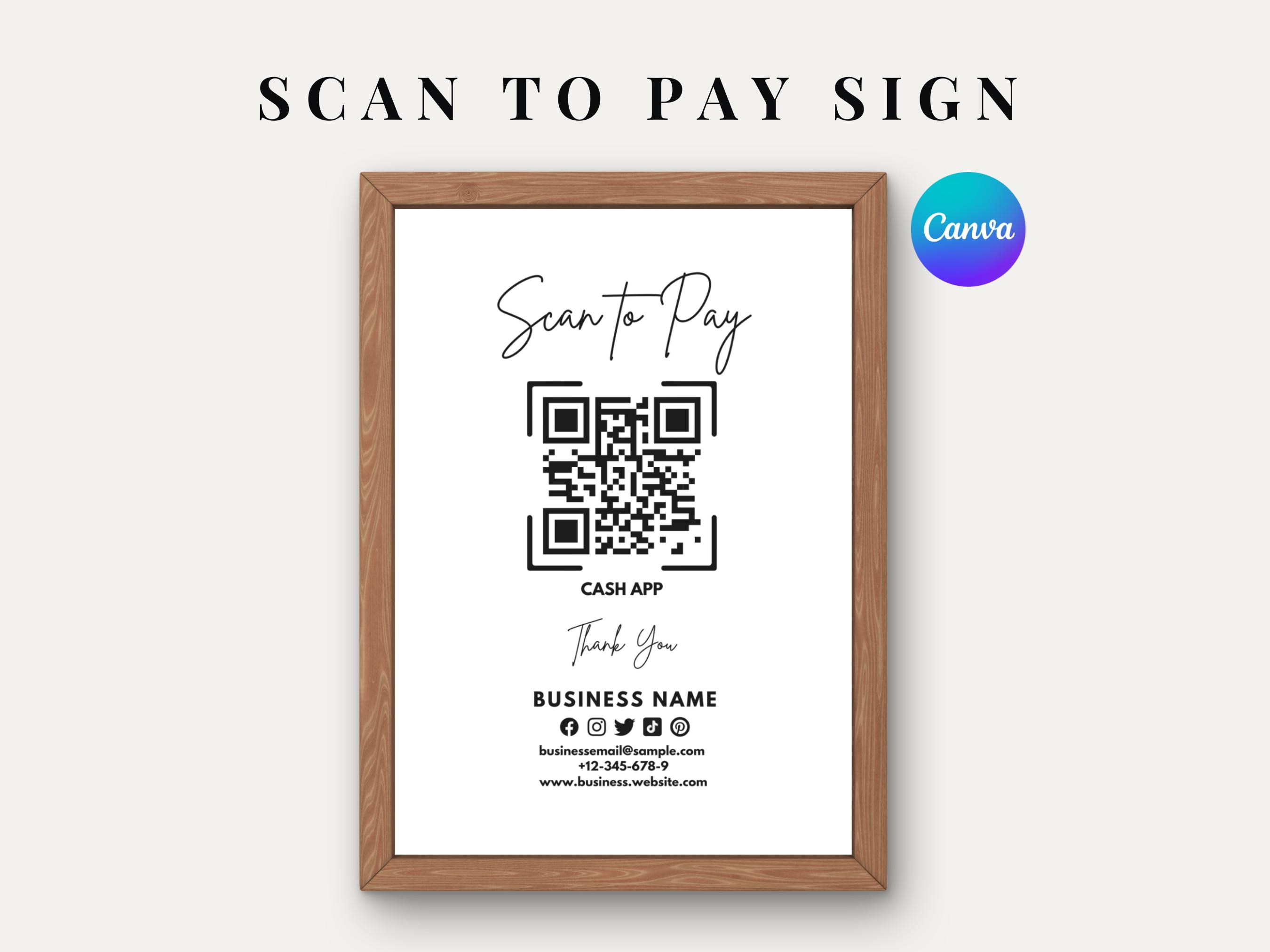 Minimalist Scan to Pay Sign Template: Custom QR Code (digital Download ...