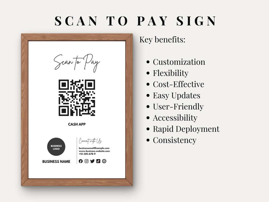 Scan to Pay Sign Template: Customizable QR Code Payment Poster (digital ...