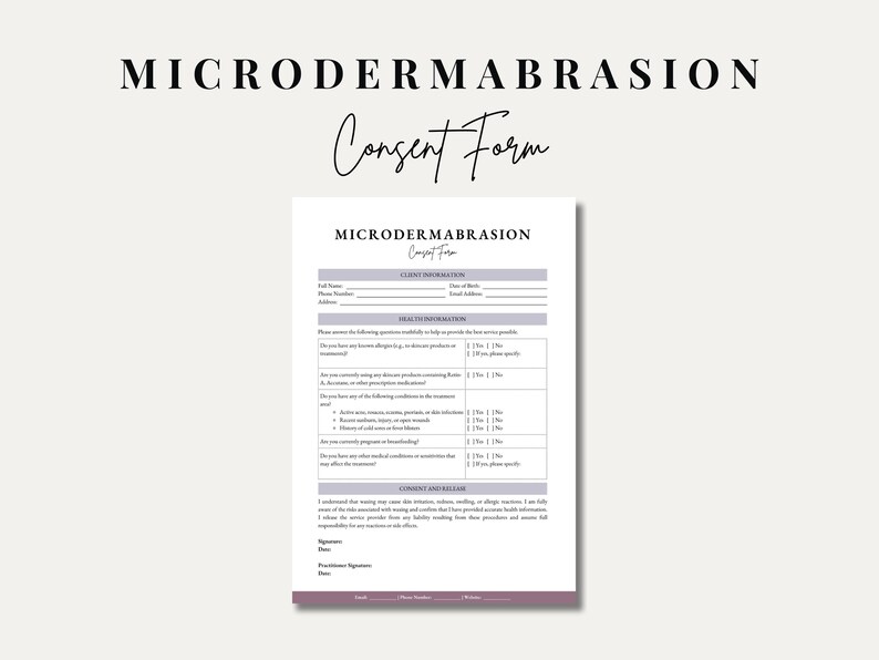 Editable Microdermabrasion Consent Form Template: Skincare ...