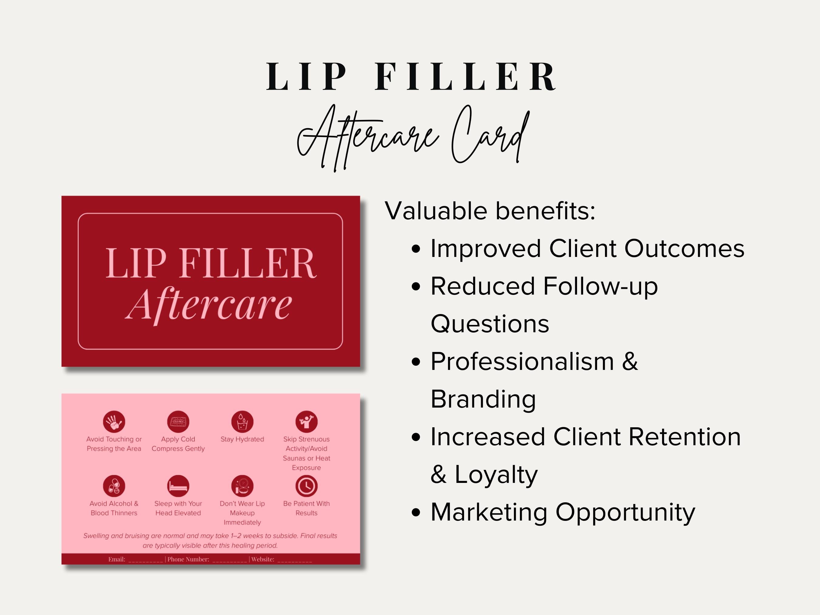 Editable Lip Filler Aftercare Card Template: Med Spa Client Guide ...