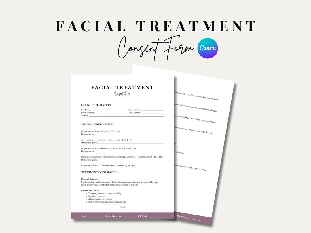 Editable Minimalist Facial Consent Form, Esthetician Form, Spa Business ...