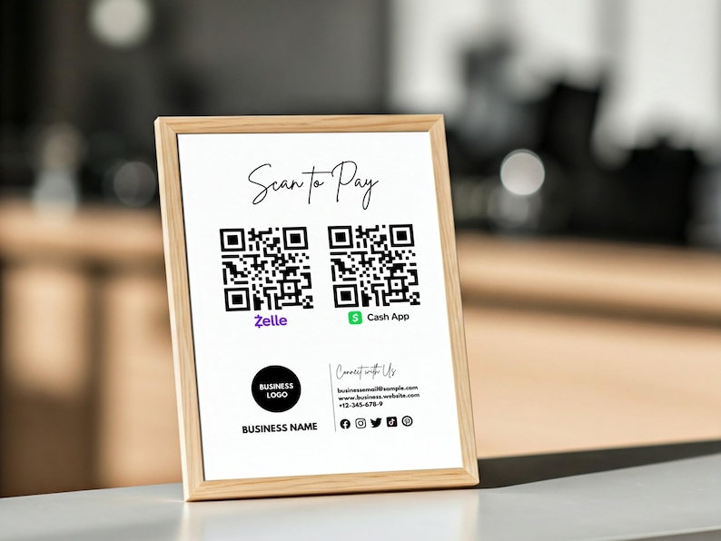 Scan to Pay Sign Template: Zelle & Cash App QR Code (digital Download ...