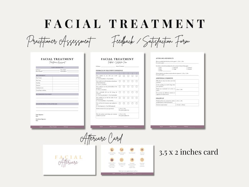Editable Facial Treatment Forms Bundle: Esthetician Client Intake ...