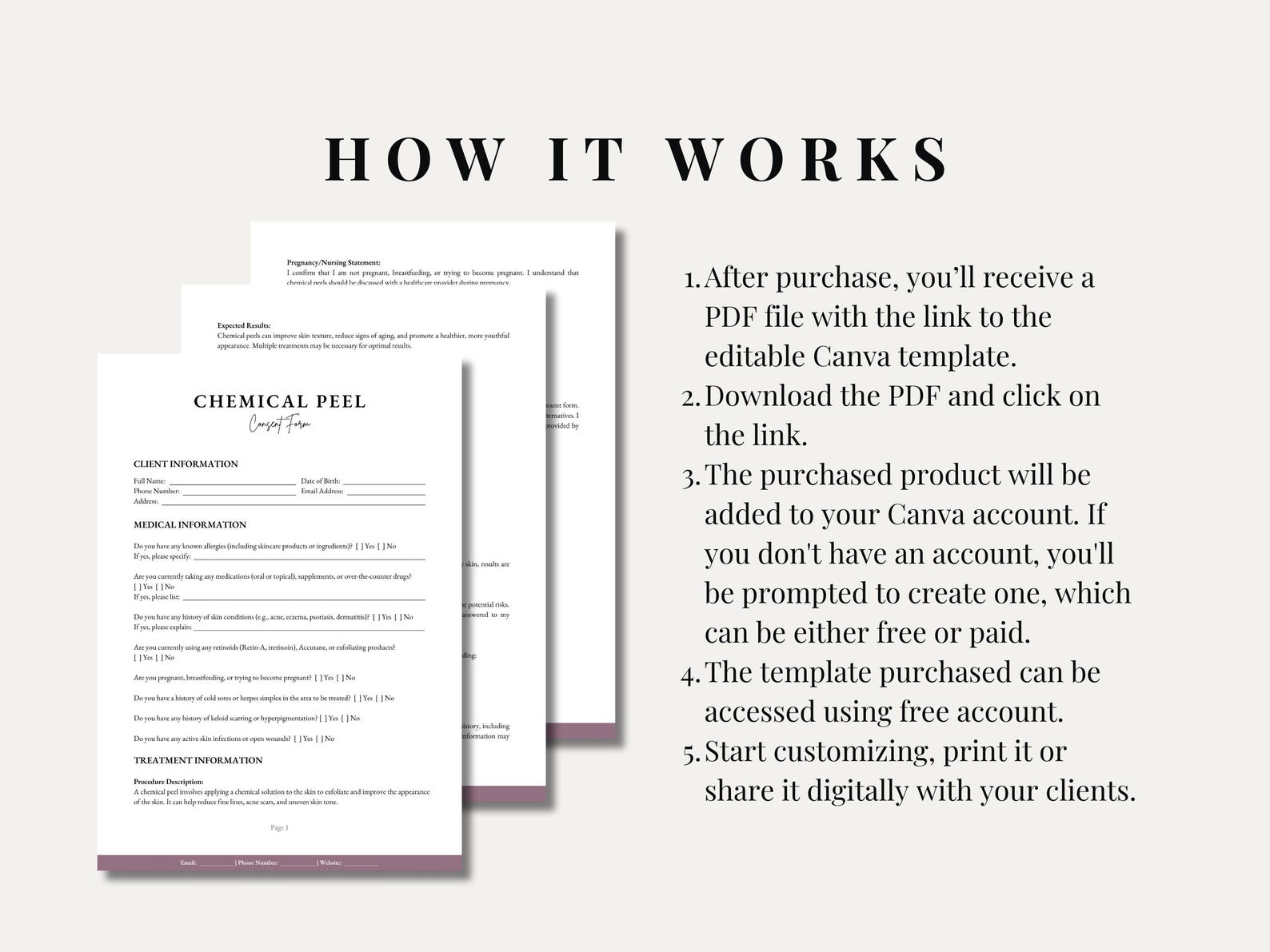 Editable Minimalist Chemical Peel Consent Form | Customizable Skincare ...