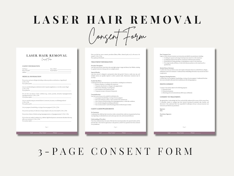 Laser Hair Removal Consent Form Template: Editable Spa Form (digital Download) - Etsy