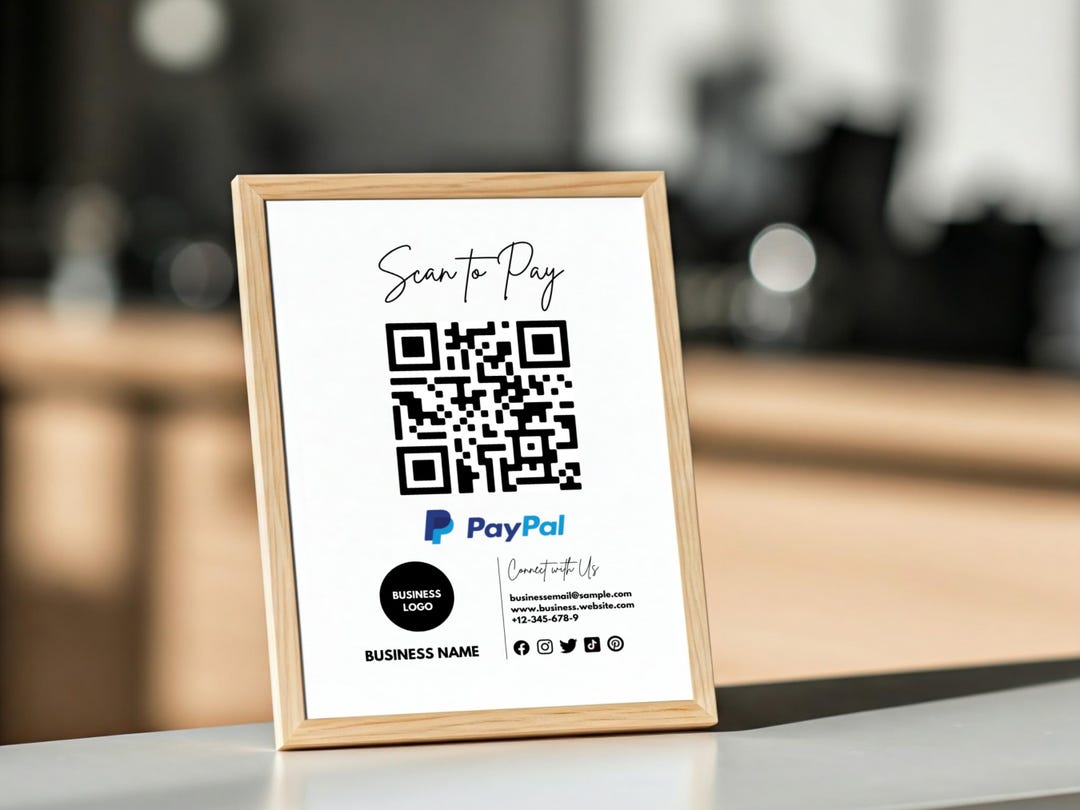 Editable Paypal QR Code Sign Template | Instant Download Customizable ...