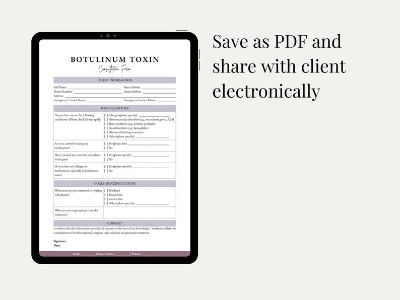 Editable Botox Consultation Form Template - Aesthetic Clinic Intake ...