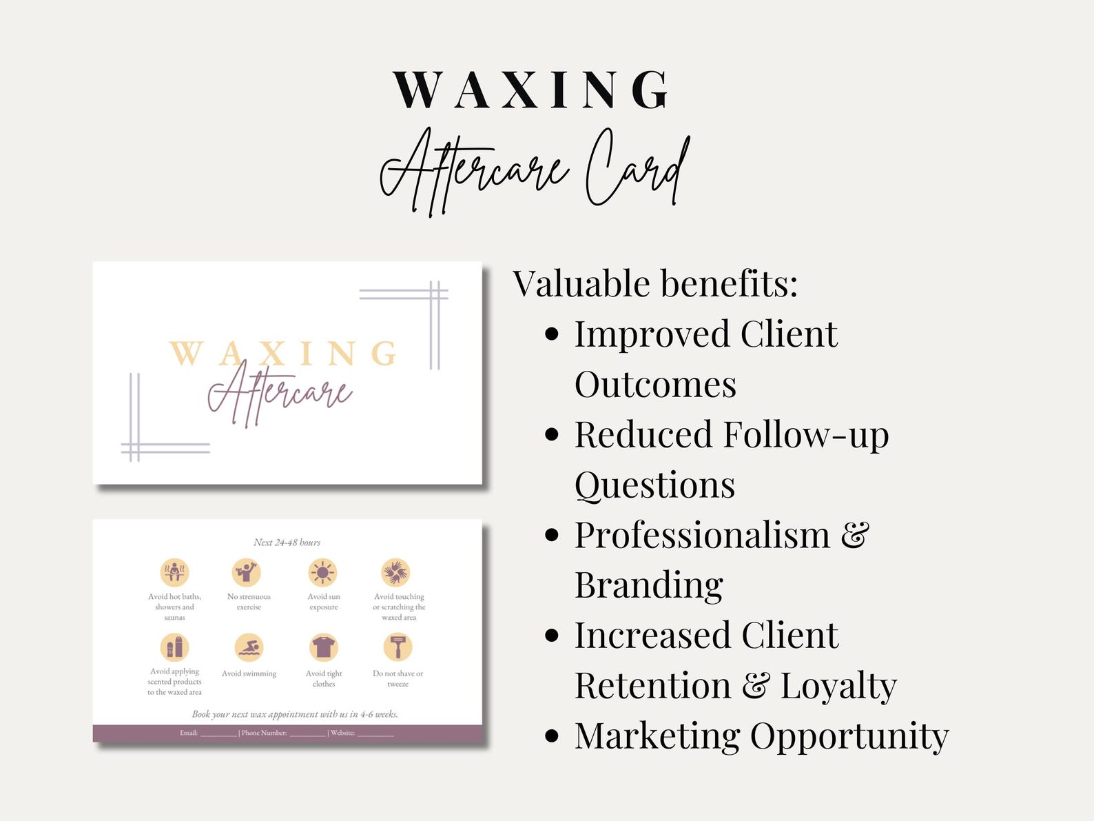 Editable Waxing Aftercare Card Template Customizable Skincare Guide for ...