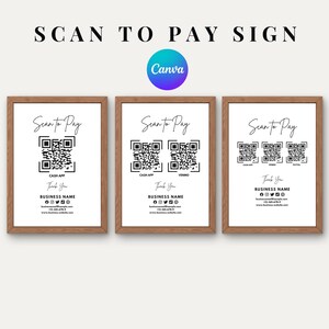 Minimalist QR Code Scan to Pay Sign | Modern Contactless Payment ...