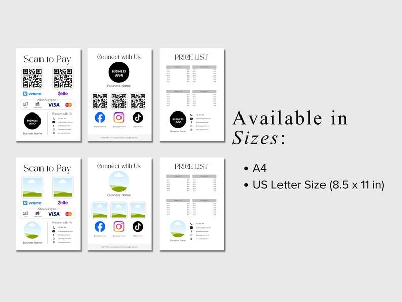 QR Code Sign Template for Small Business Sign Bundle Payment Sign ...