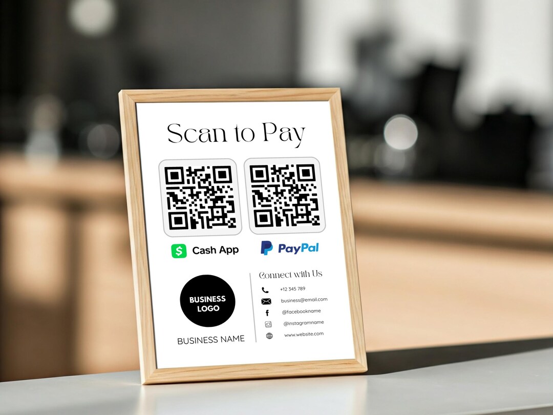Custom Cash App & Paypal Scan to Pay Sign Template for Small Business ...