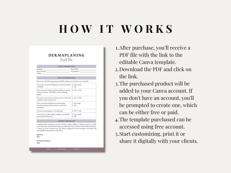 Editable Dermaplaning Consent Form Template: Esthetician Client Form ...
