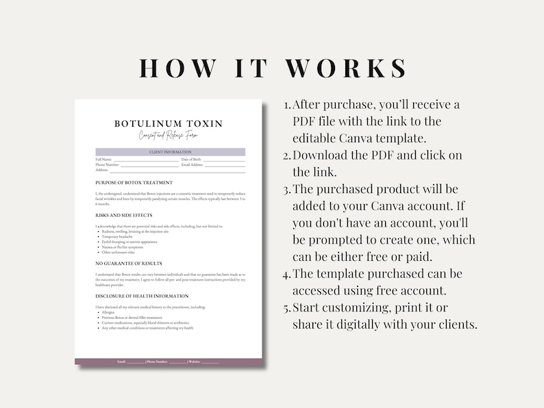 Editable Botox Consent & Release Form Template for Estheticians, Med ...