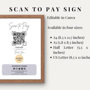 Editable Scan to Pay Sign | Contactless Payment QR Code Display for ...