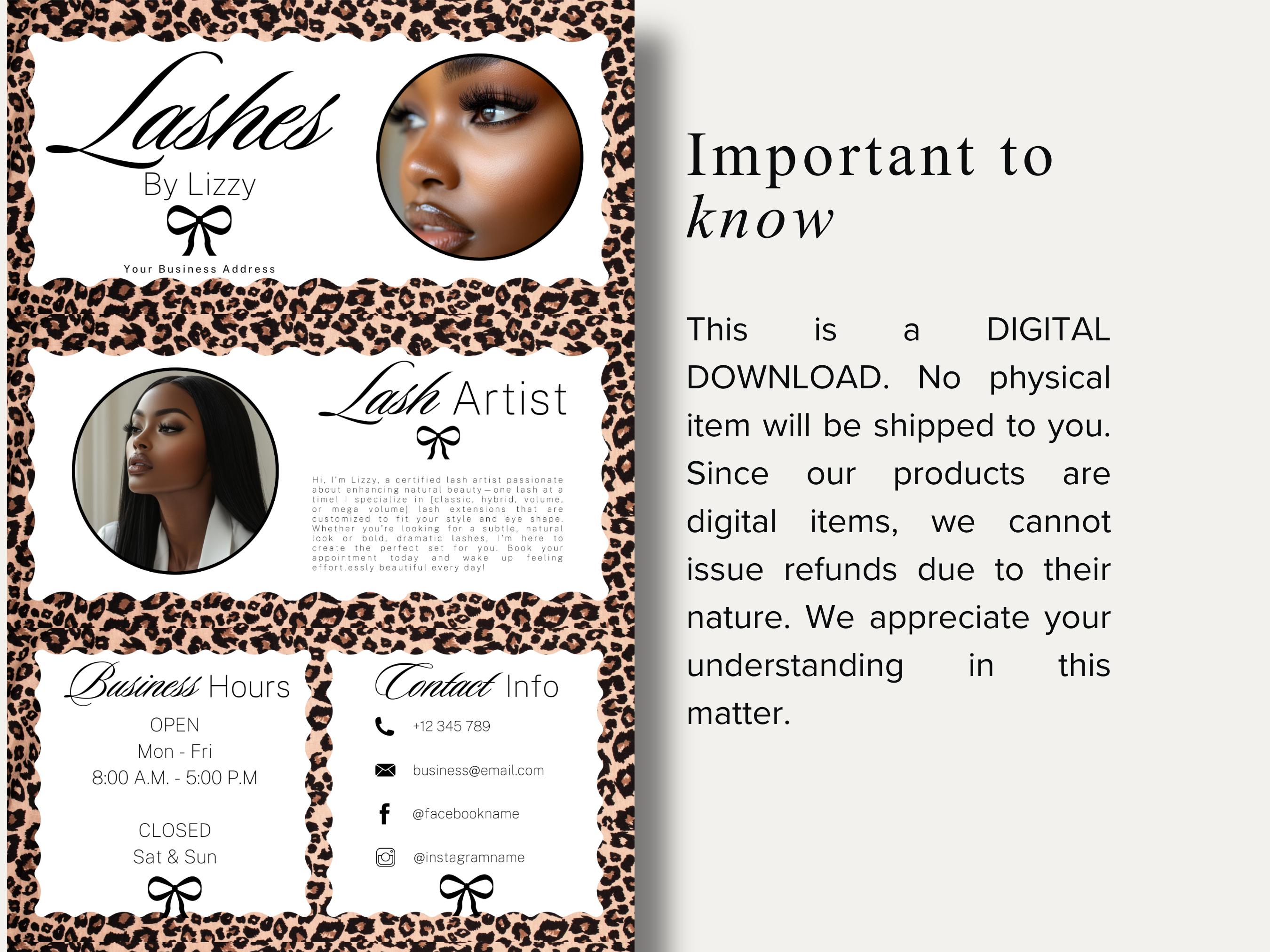 Lash Acuity Scheduling Template Lash Appointment Editable Lash Stylist ...