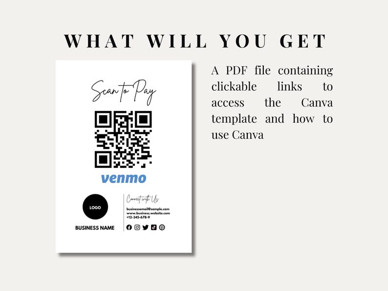 Editable Venmo QR Code Sign: Small Business Payment Template (digital ...
